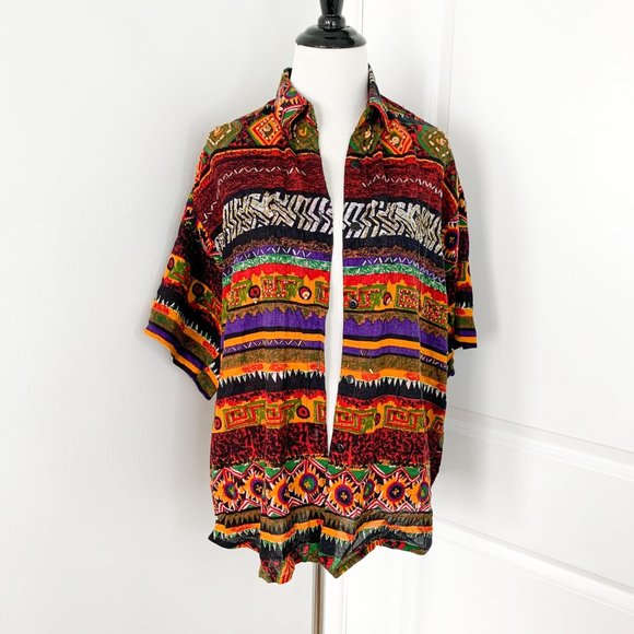 Topshop | Tops | Topshop Colorful Beaded Tribal Pattern Shirt | Poshmark